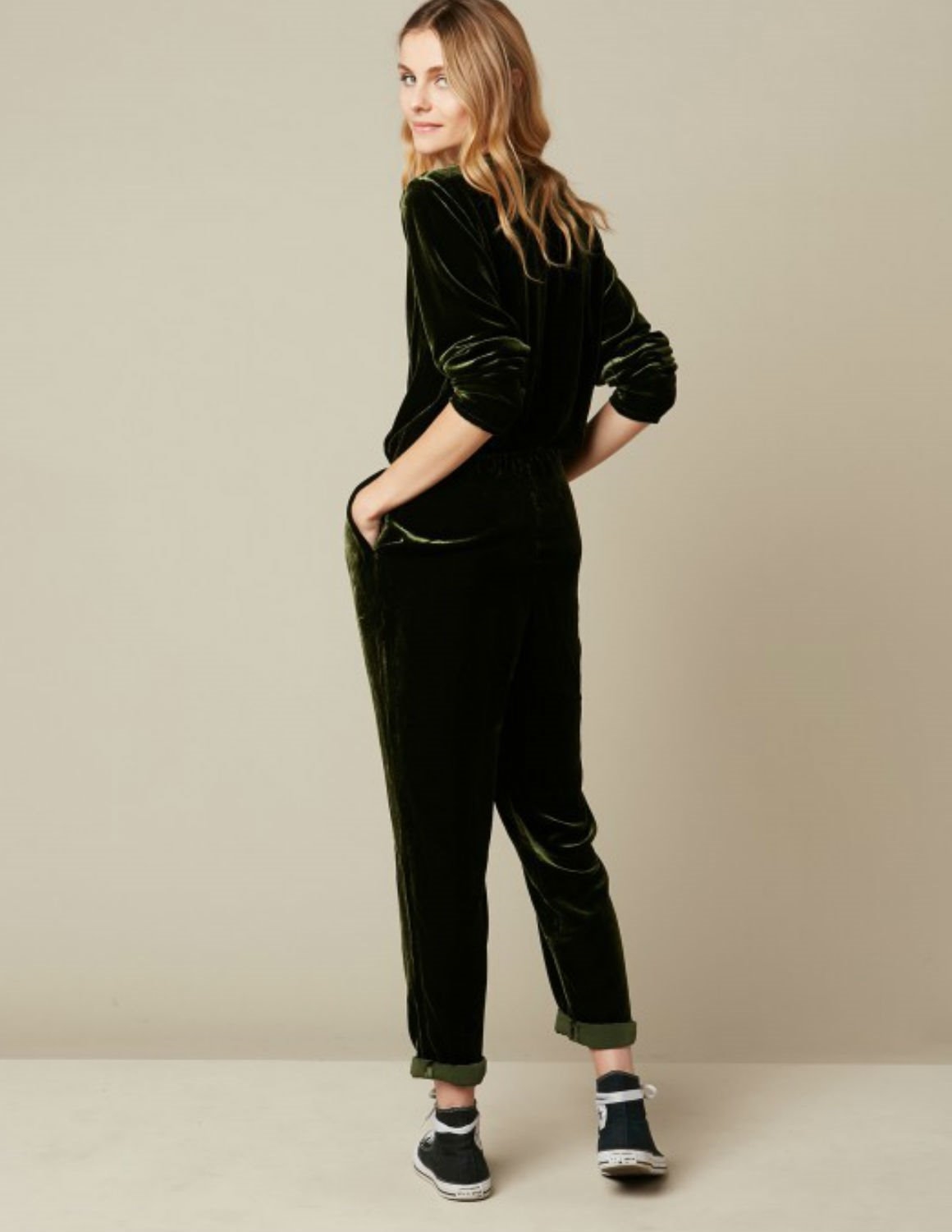 Hartford Pol velvet jumpsuit - dark navy - Feather & Stitch