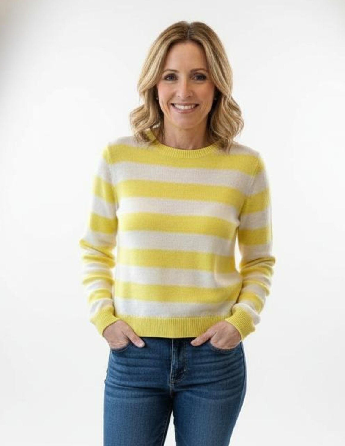 Jumper 1234 Stripe crew jumper - primrose